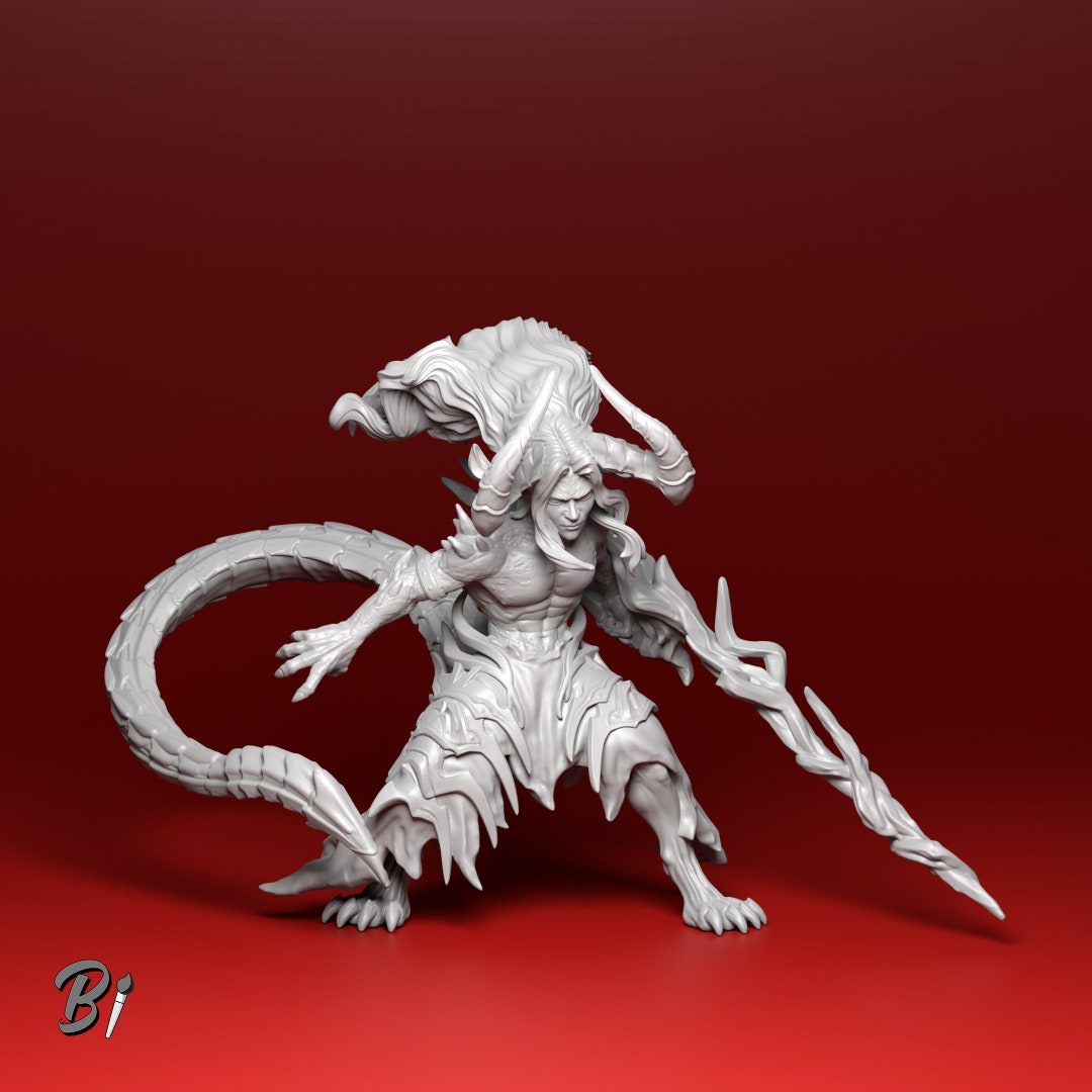 Draco Dragon Warrior Fantasy 32mm Male Unpainted Miniature Figure ...