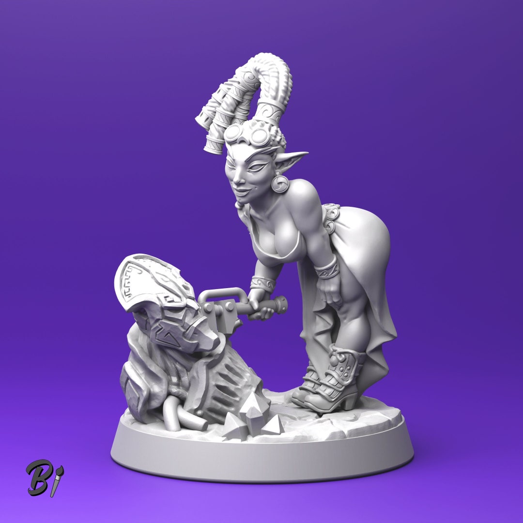 Female Gnome Tinkerer Sexy Pinup Model Fantasy 32mm Scale Resin Miniature Figure Dungeons