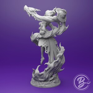 Female Fire Mage Fiery Soul Fantasy Pin up Art 32mm/120mm Scale Resin ...