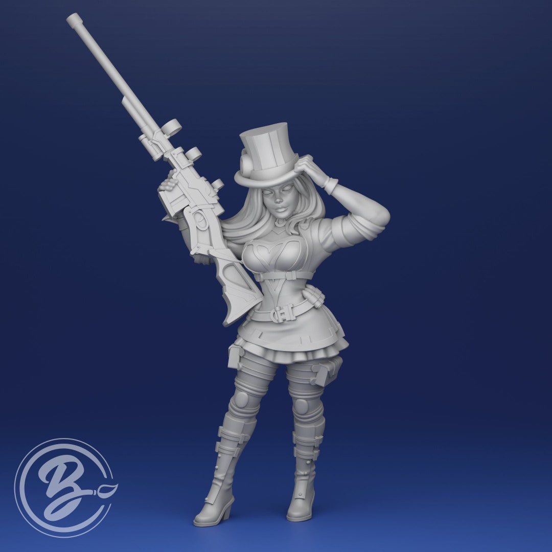 Katie Female Sniper Shooter Fantasy 32mm Unpainted Miniature Figure ...