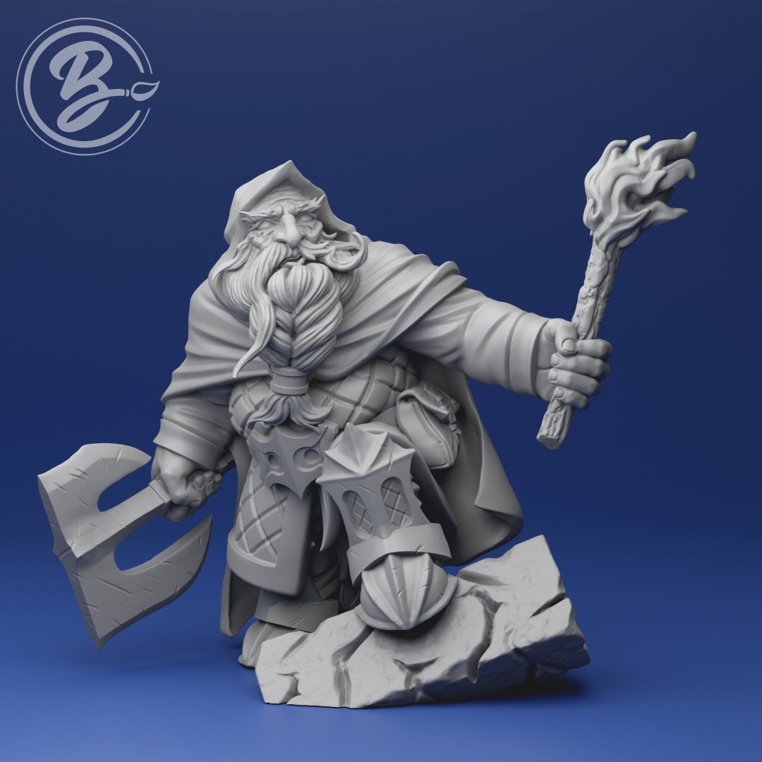 Dwarf Explorer With Torch Fantasy 32mm Unpainted Miniature Figure ...