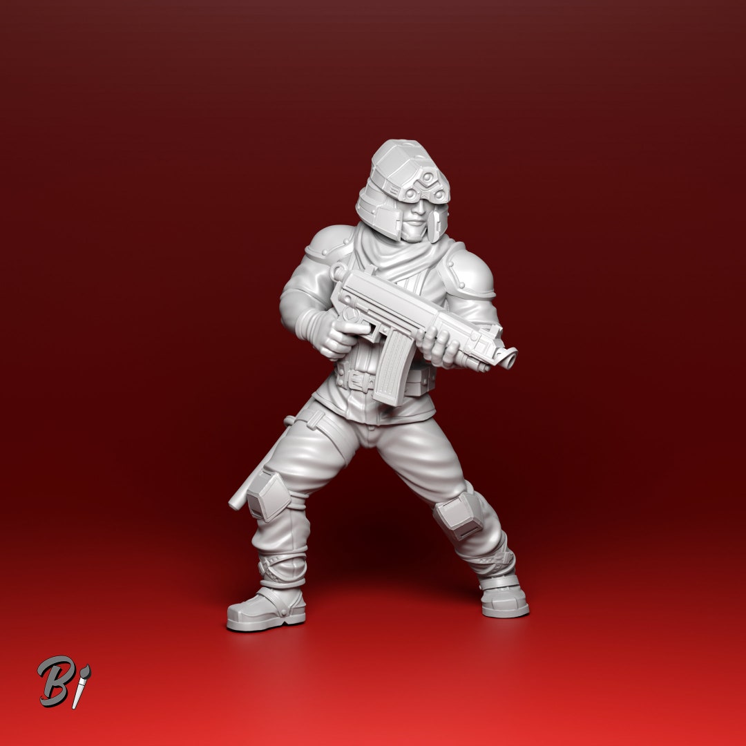 Armored Soldier Laser Helmet JRPG Fantasy 32mm Resin Miniature Figure ...