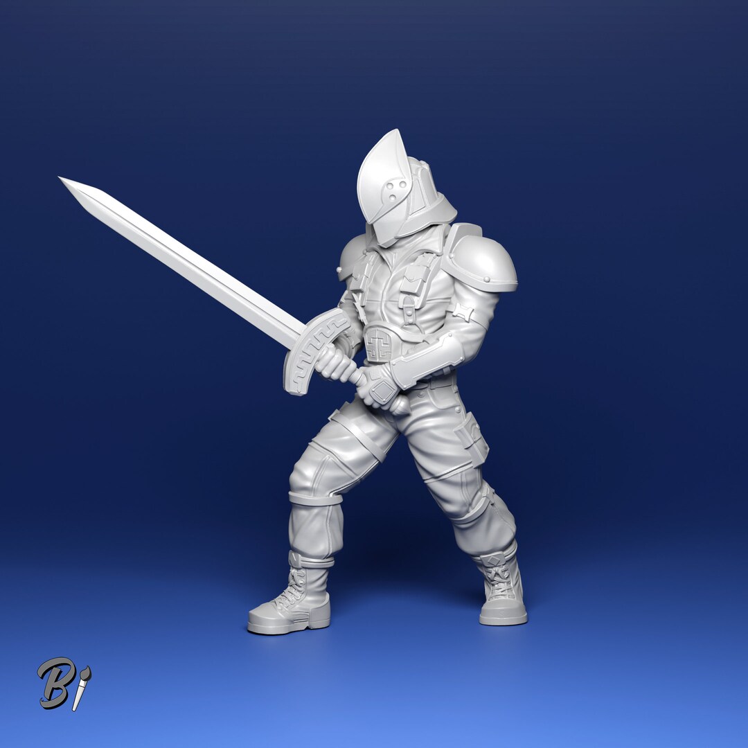 Soldier Knight Sword JRPG Fantasy 32mm Resin Miniature Figure Dungeons ...