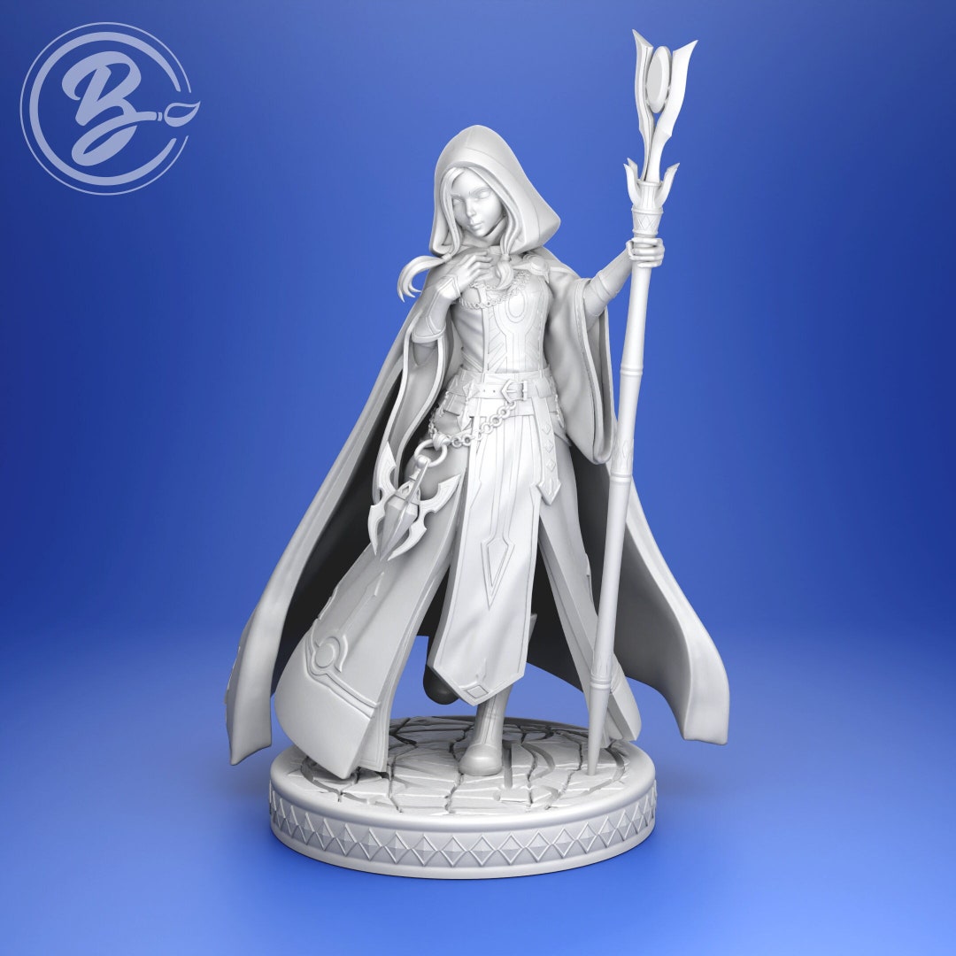 Azure Cute Mage Adventurer Fantasy 75mm Female Unpainted Miniature ...