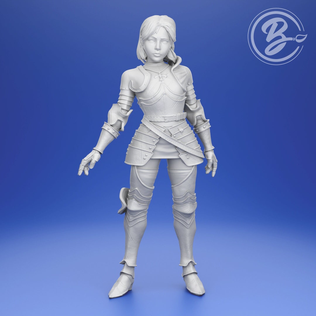 Female Warrior in Armor Fantasy 32mm Scale Unpainted Miniature Figure ...