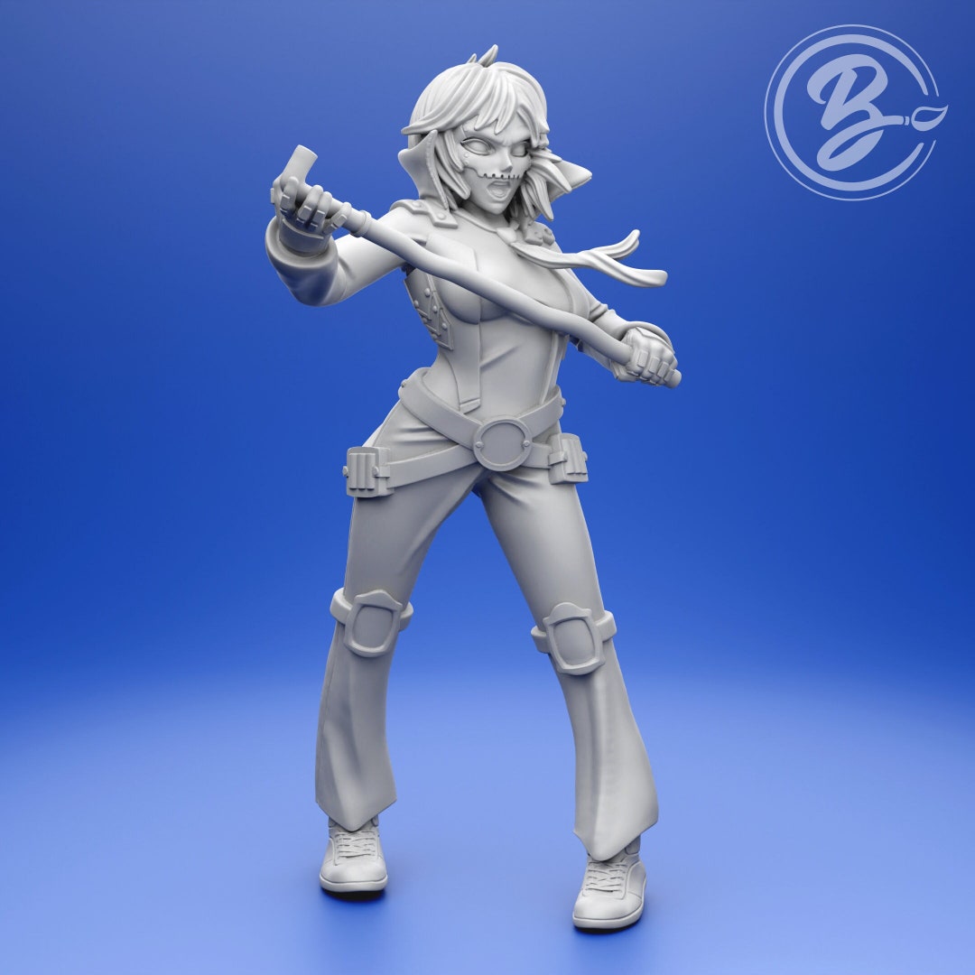 Female Ryuji With Skull Mask Fantasy 32mm Unpainted Miniature Figure ...