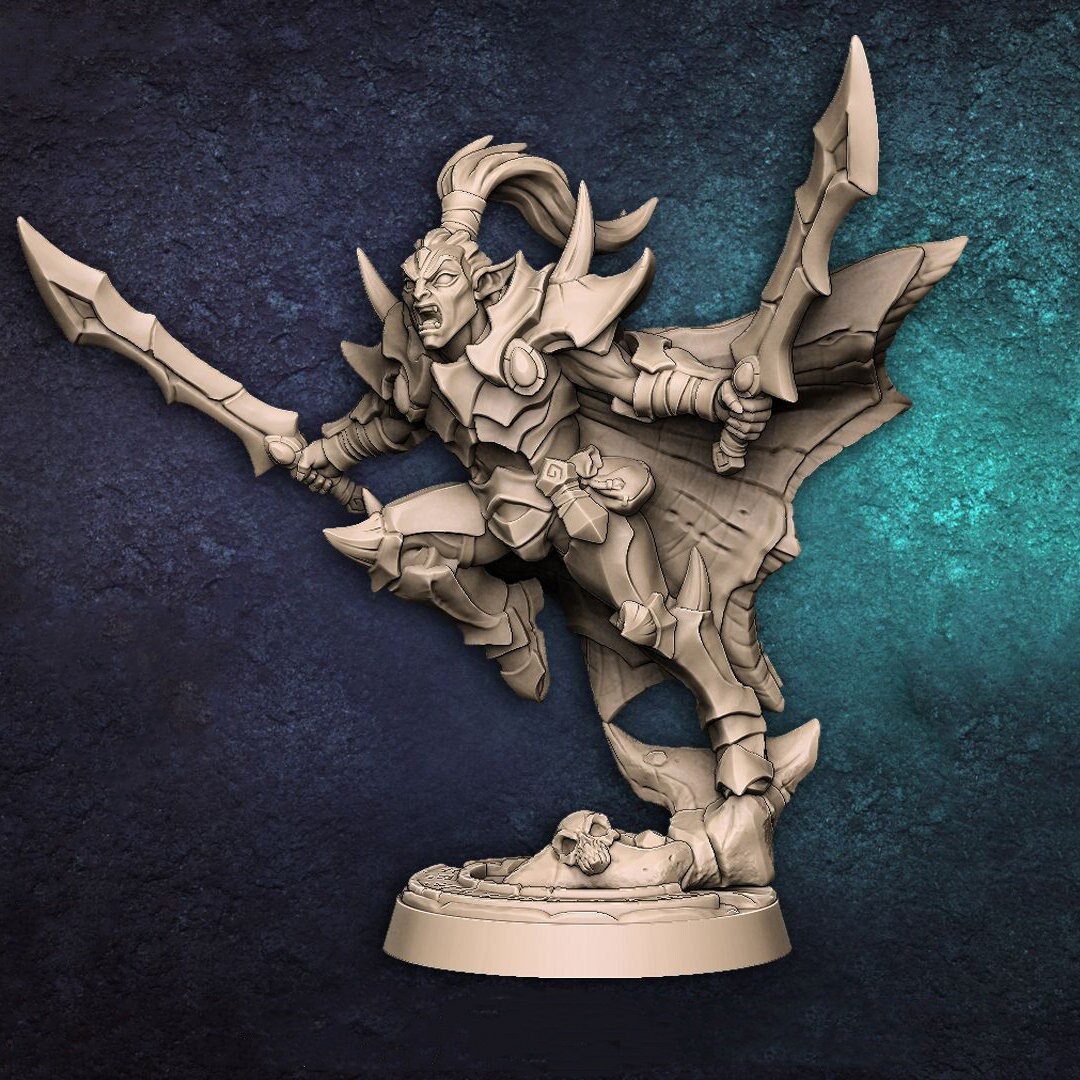 Khaladas Drow Elf Fighter Fantasy 32mm Scale Unpainted Miniature Figure ...