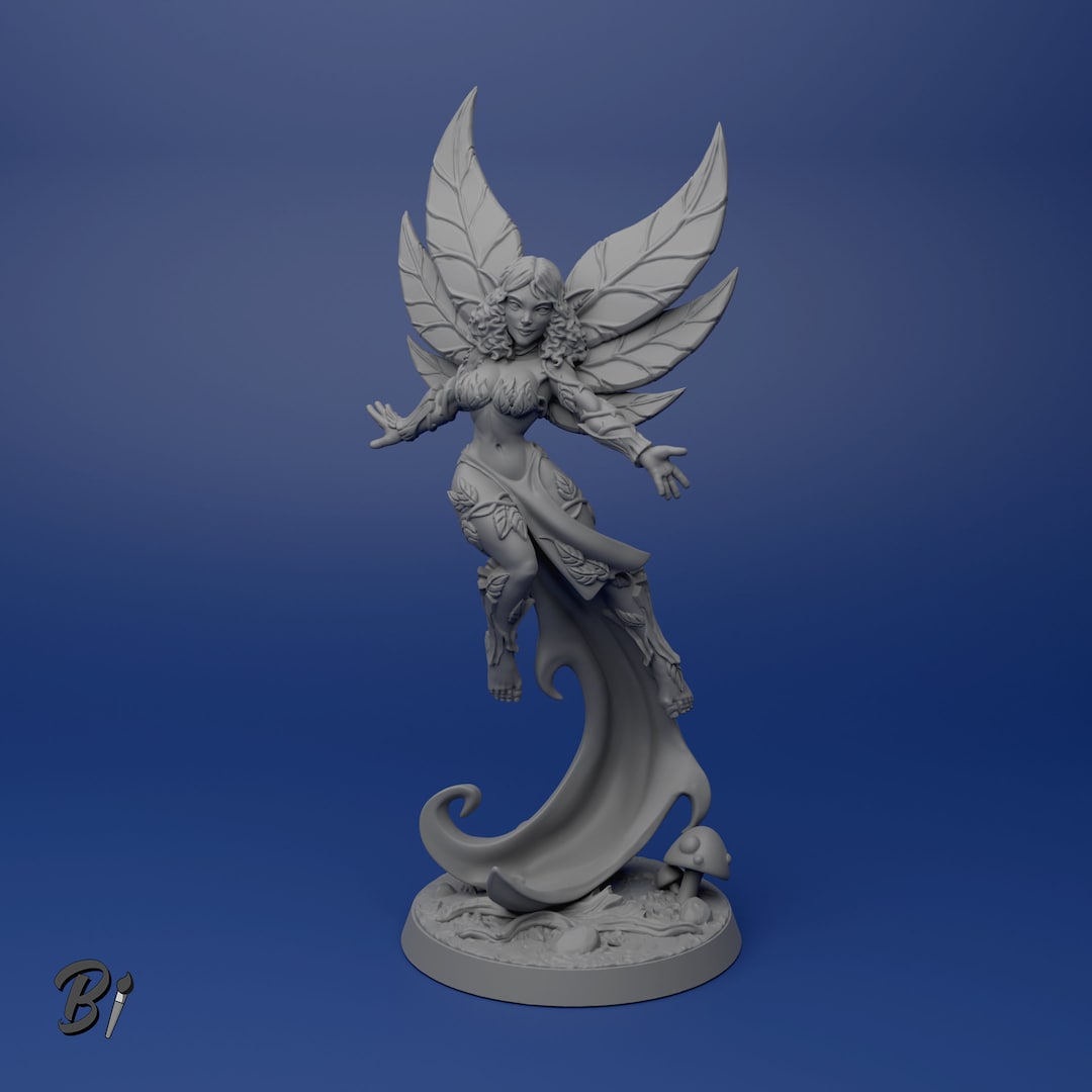 Flying Forest Fairy Fantasy 32mm Female Unpainted Miniature Figure ...