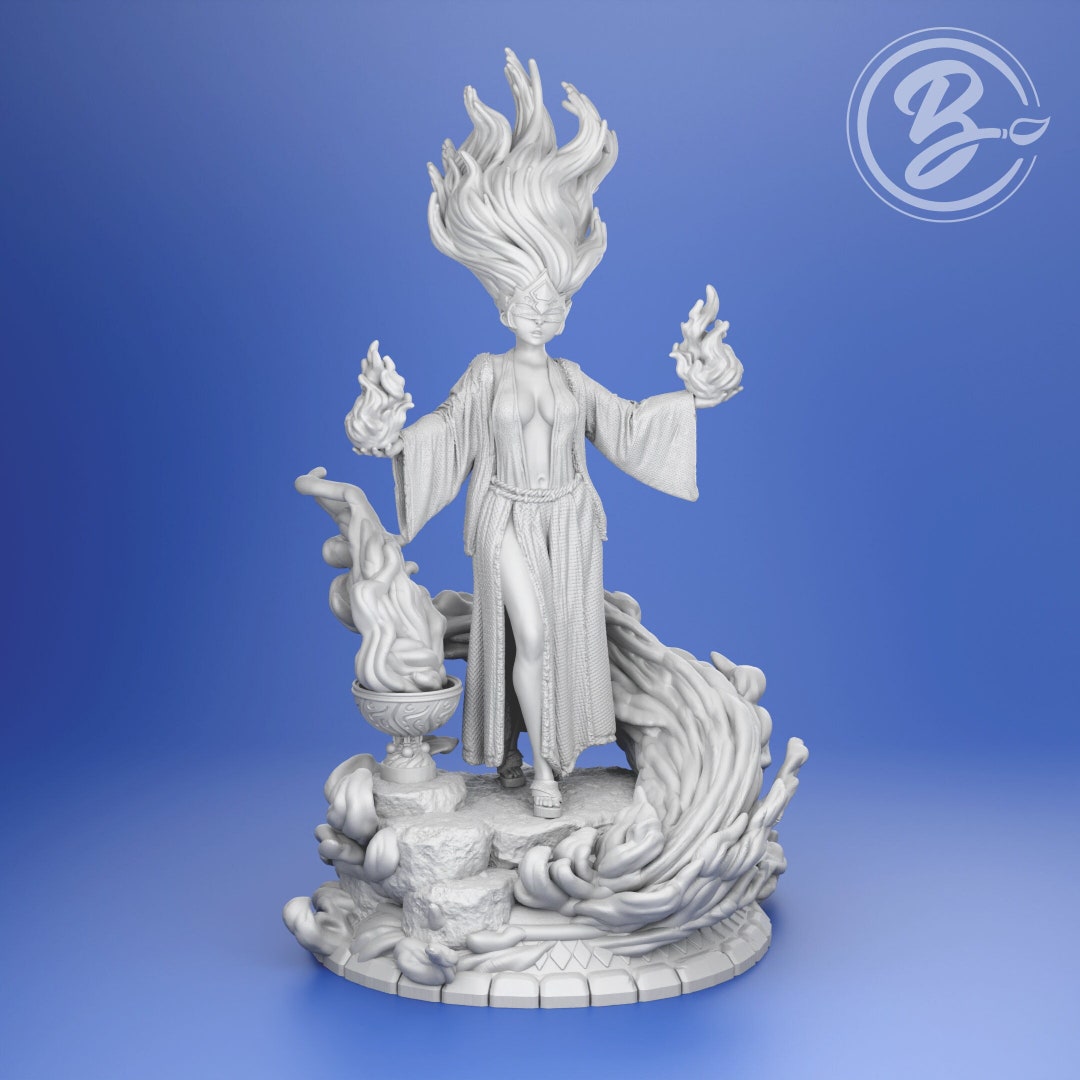 Female Fire Elementalist Mage Fantasy 32mm 75mm Scale Unpainted ...