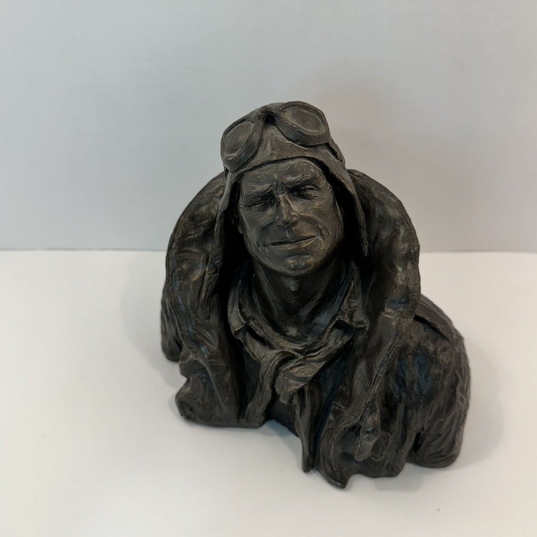 Michael Garman Aviator Bust Sculpture 9 Bronze Colored Resin Art ...