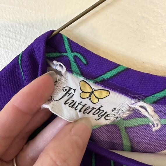 Vintage Flutterby 1960s Style Purple Green and White … - Gem