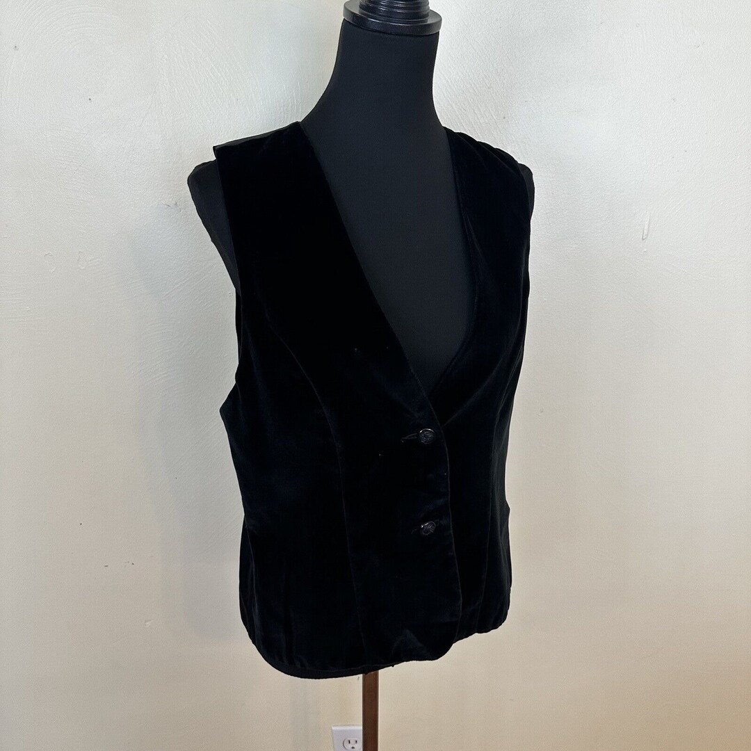 Koret Womens Vintage Black Velvet Vest Size 12 Large USA 1990s - Etsy