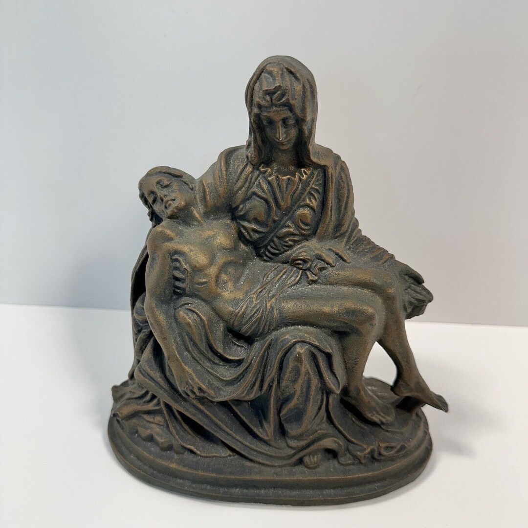Vintage Pieta Statue Plaster Dark Tone Jesus Mary Religious Decor 7 ...