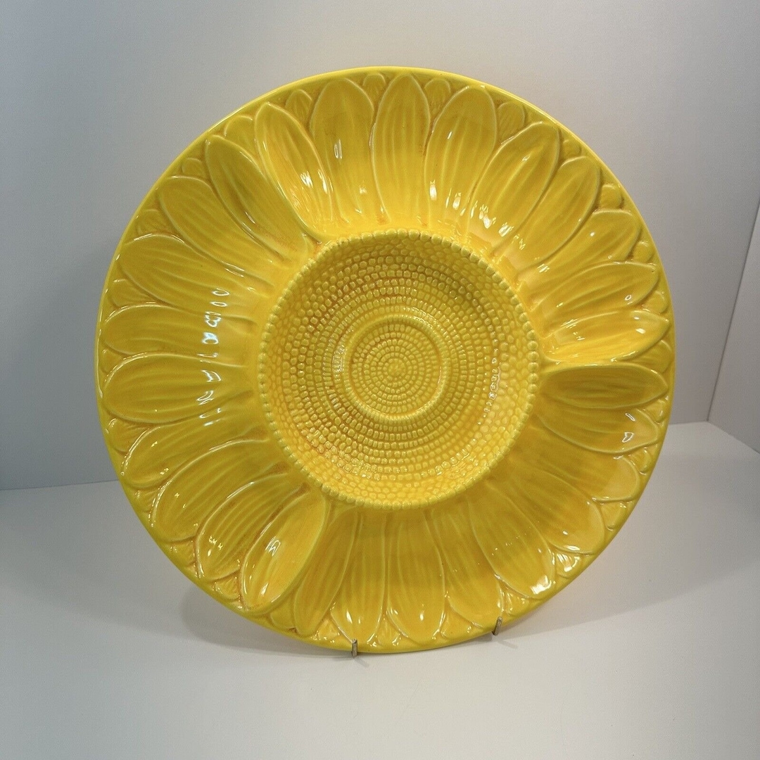 Vintage Yellow 13 Inch Flower Display Platter California Pottery R 110 ...
