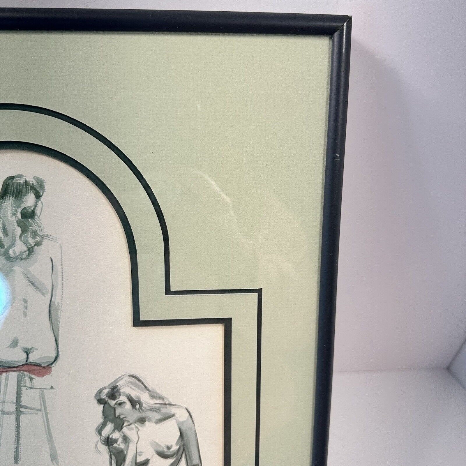 Vintage Female Pin up Portrait Sketch Art Sketch Print Framed - Etsy