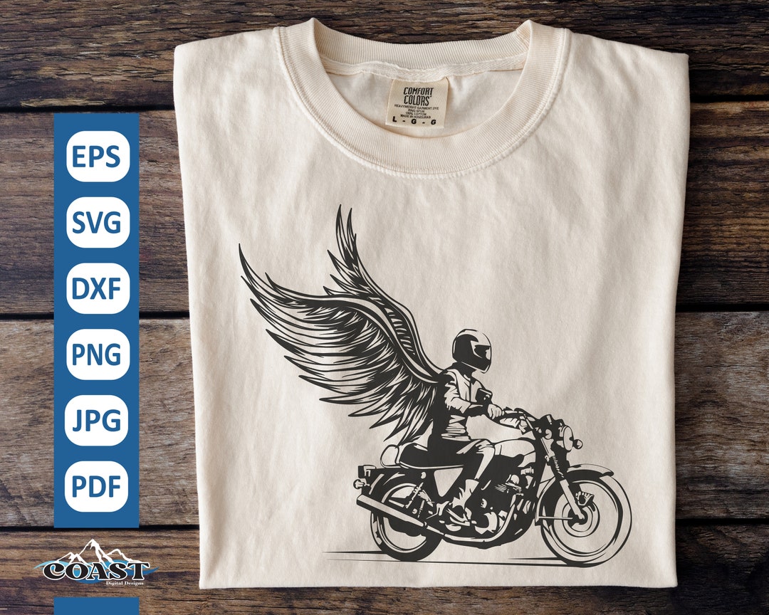 Motorbike Motorcycle Angel Wings SVG PNG PDF, Bikers, Sports ...