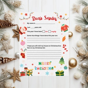 Carta a Santa Imprimible, Carta para Niños a Santa, Lista de Deseos de ...