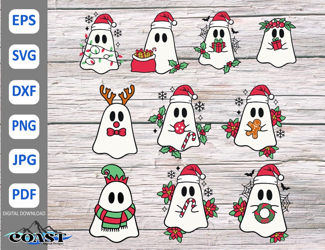 Christmas Ghost SVG Cute Christmas Ghost SVG Christmas SVG - Etsy