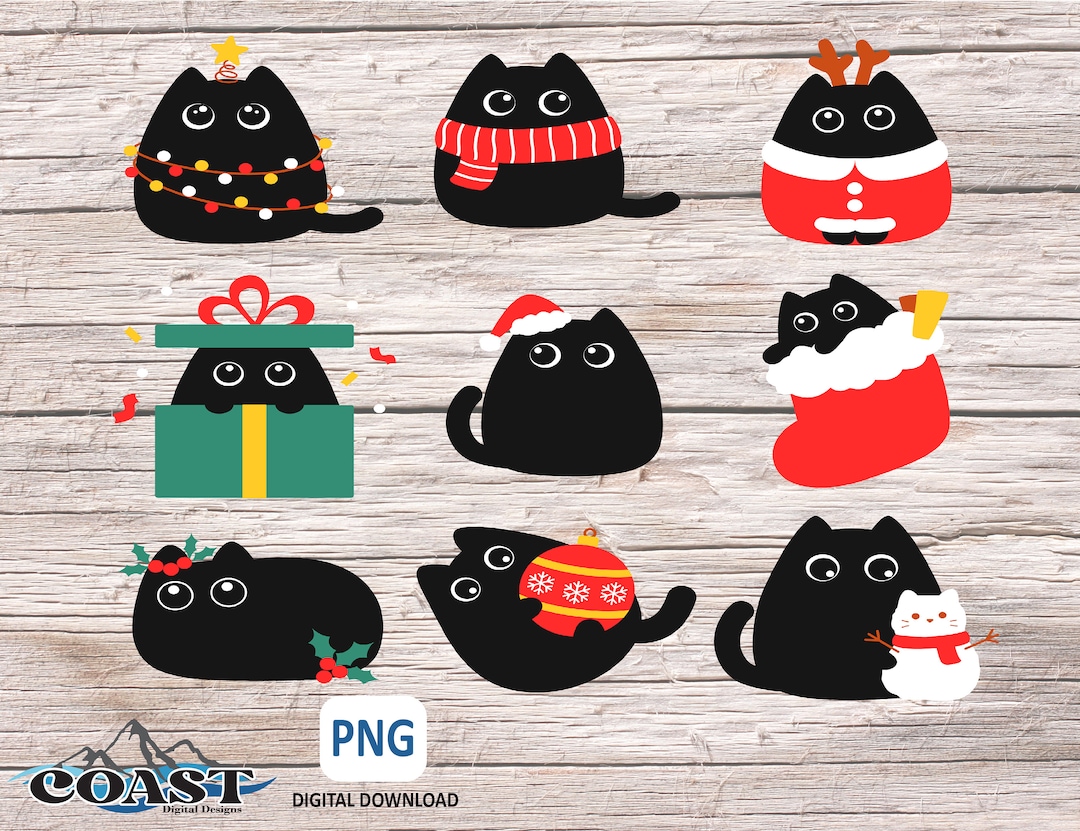 Christmas Cat Clipart PNG Meowy Christmas Funny Cat Shirt - Etsy