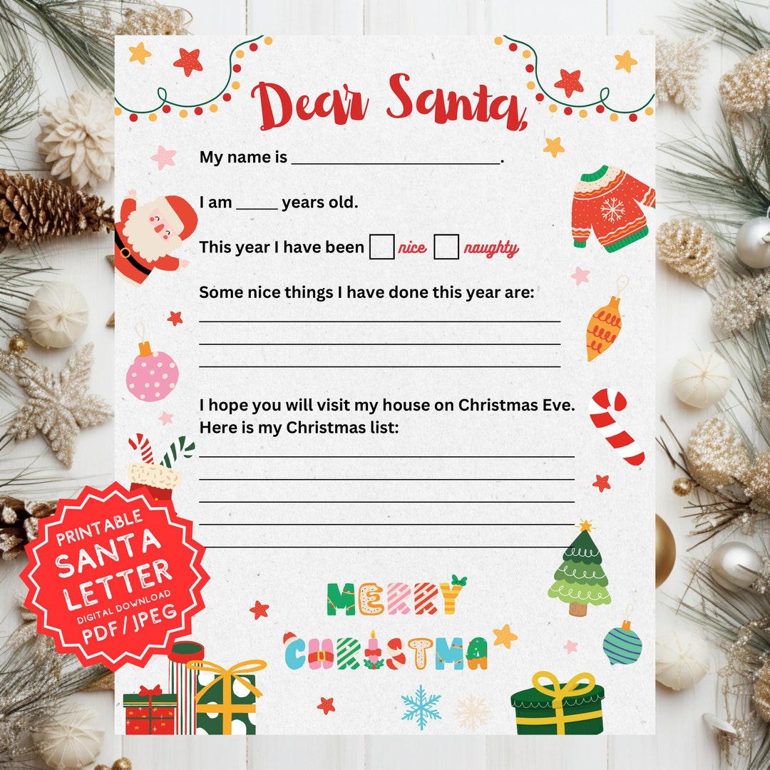 Letter to Santa Printable Kids Letter to Santa Kids - Etsy