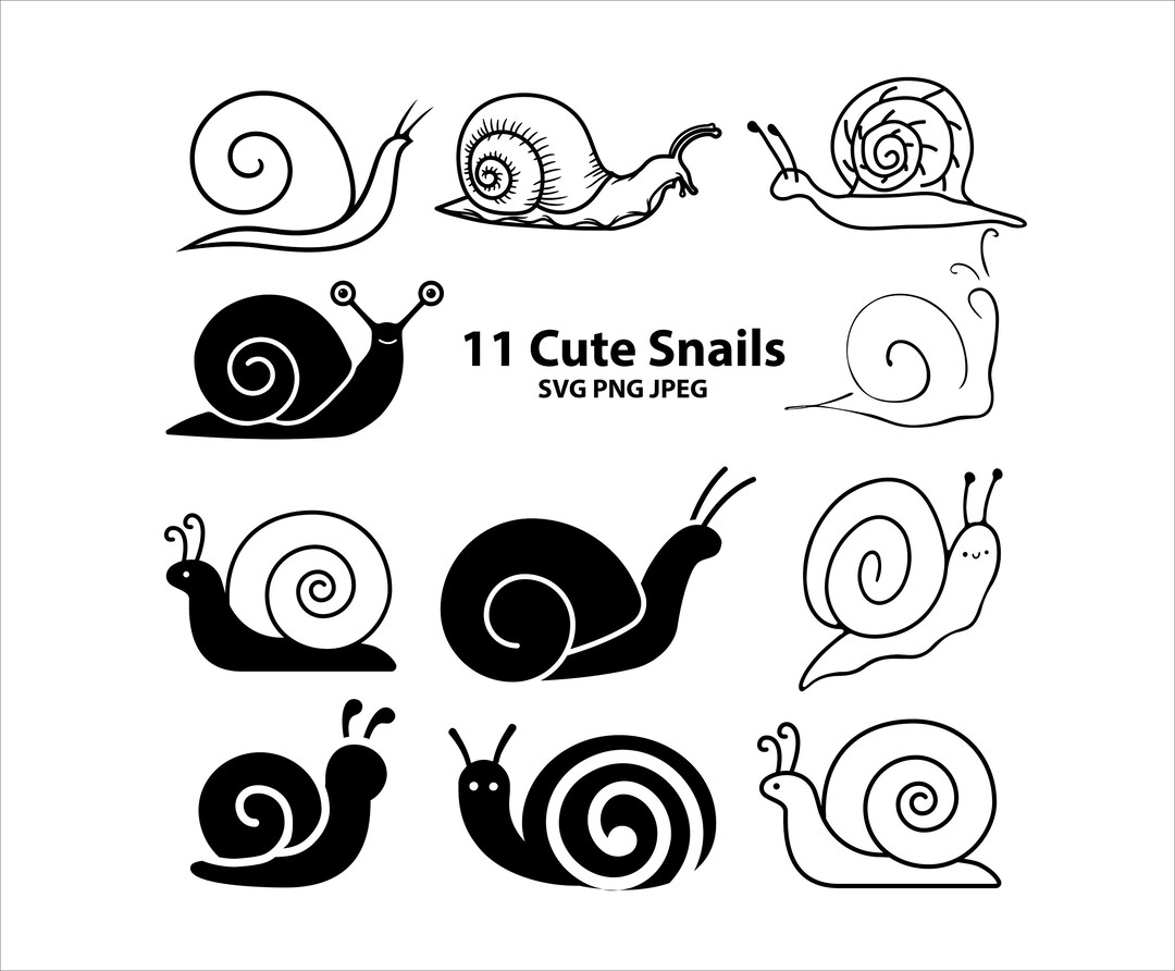 11 Cute Snails SVG PNG JPEG, Snail Clipart, Snail Love, Slow Day, I've ...