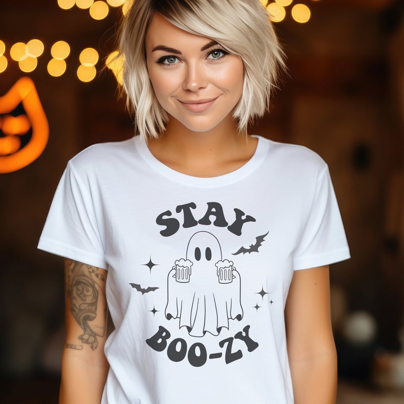 Cute Ghost SVG PNG PDF, Stay Boo-zy Svg, Halloween Shirt Svg, Ghost Svg ...