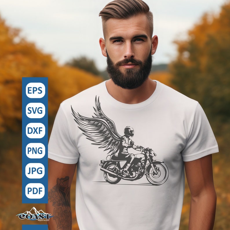 Motorbike Motorcycle Angel Wings SVG PNG PDF, Bikers, Sports ...