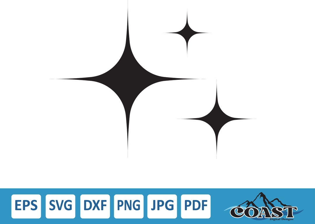 Retro Stars SVG PNG PDF Clipart, Vintage Stars, Sparkle Svg, Sparkling Stars Svg, Star Effect ...