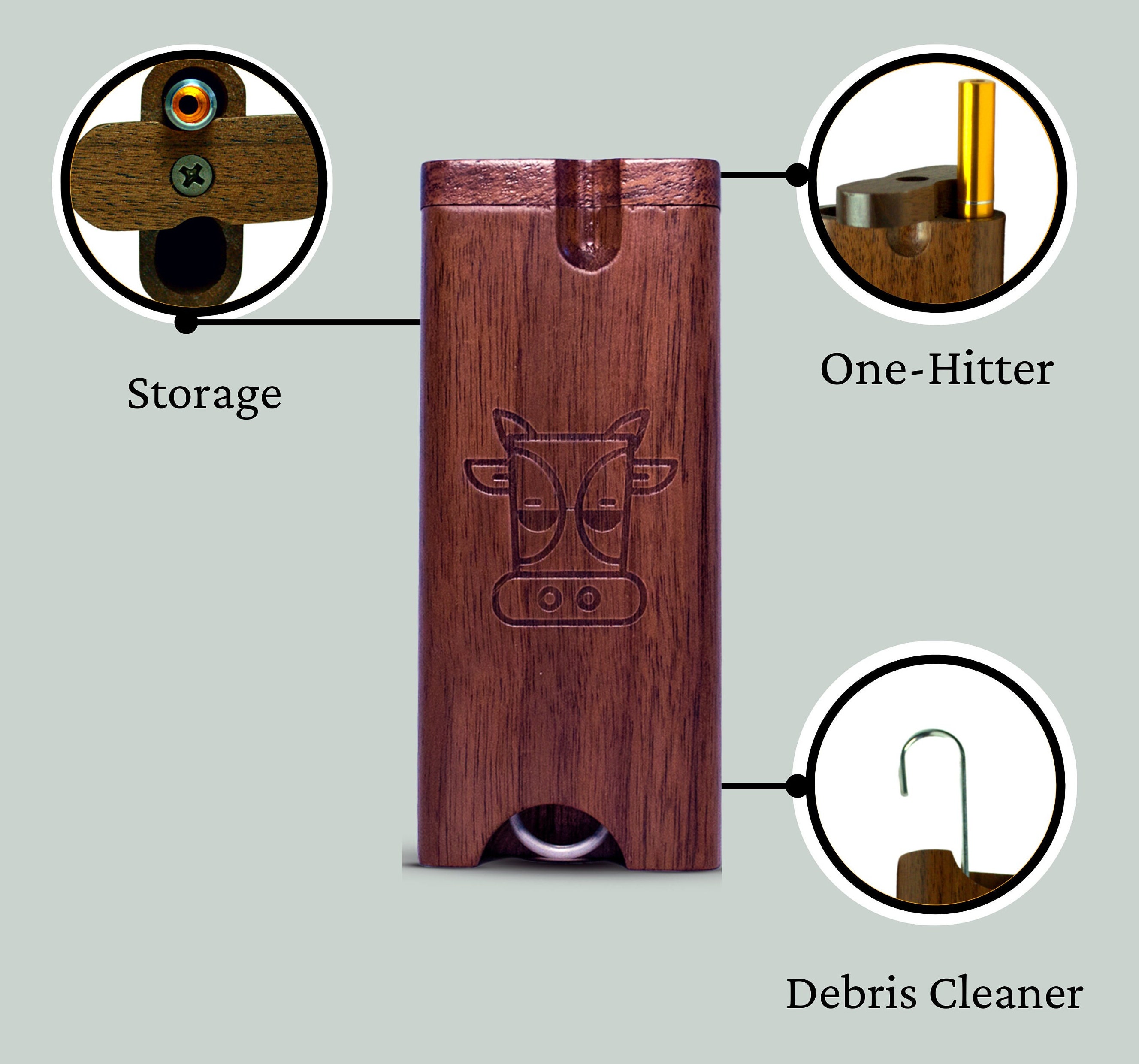 2nd Edition Wood Dugout Stash Box Set With Brass One Hitter Pipe ...