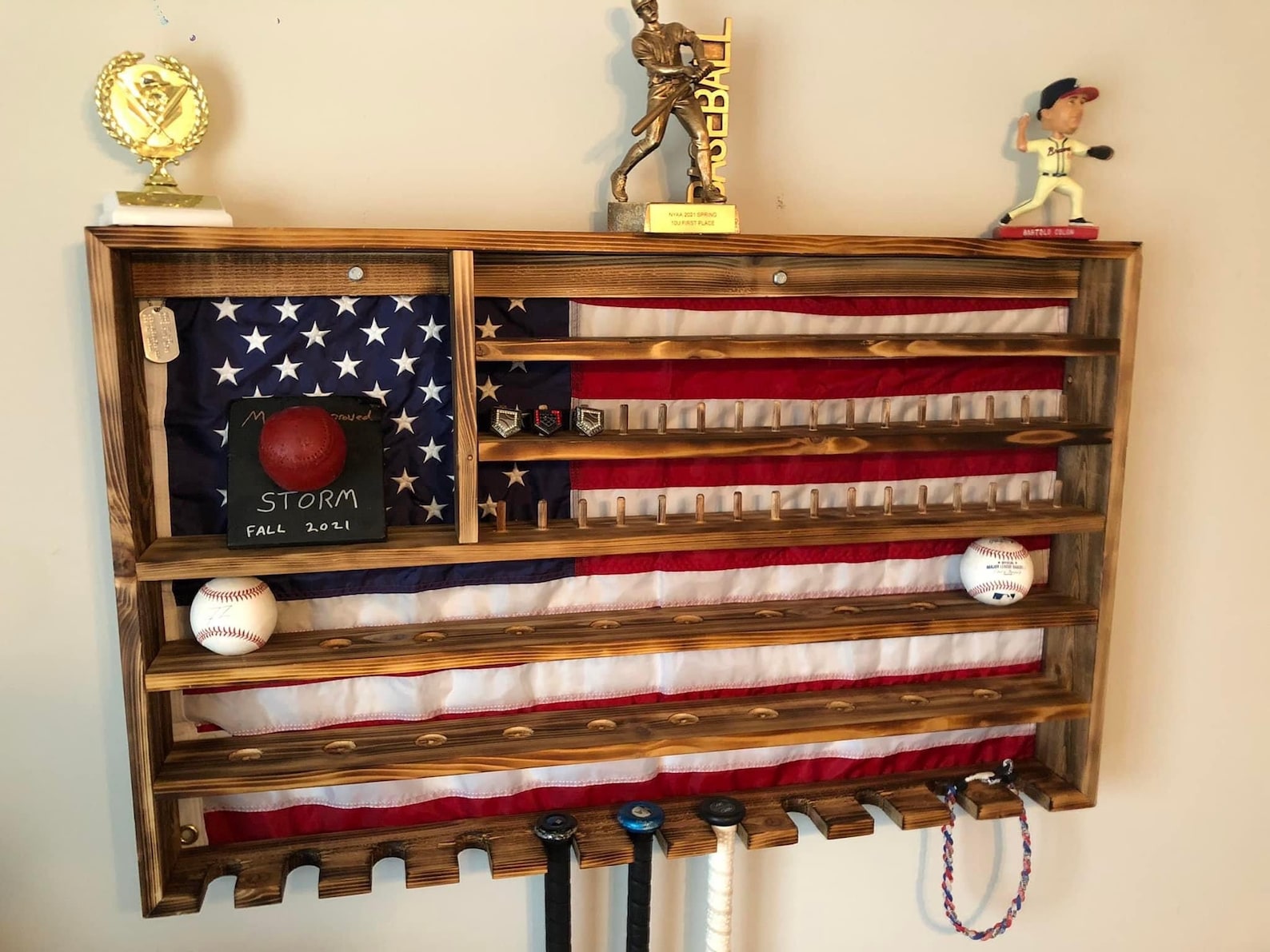 American Flag Baseball Display - Etsy