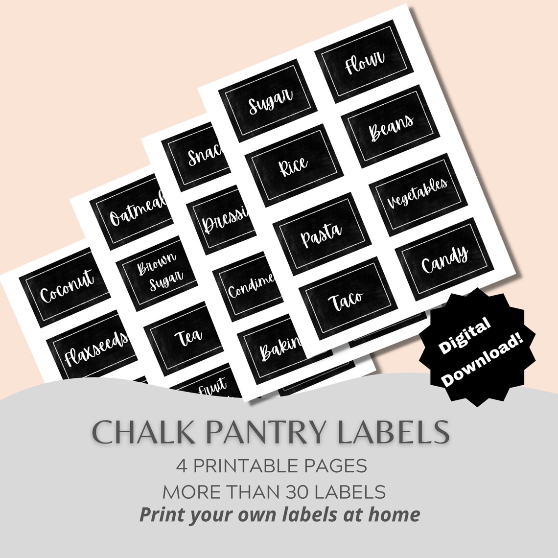 Home Organizing Printable Labels Bundle, Digital Printable Labels for ...