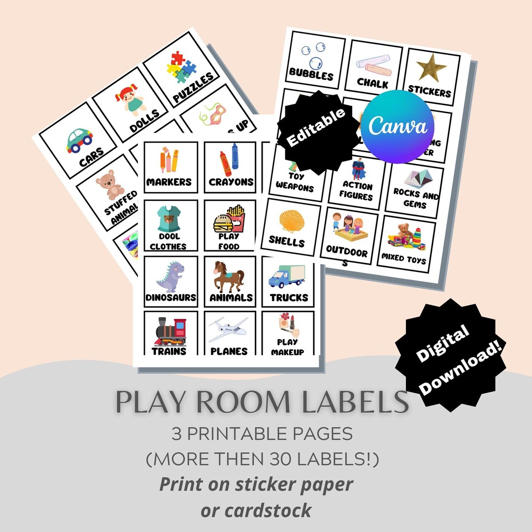 Playroom Organization Printable Labels, Editable Playroom Labels ...