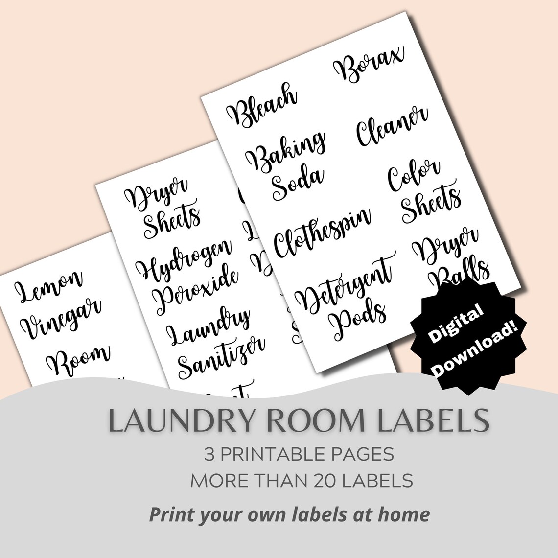 Home Organizing Printable Labels Bundle, Digital Printable Labels for ...