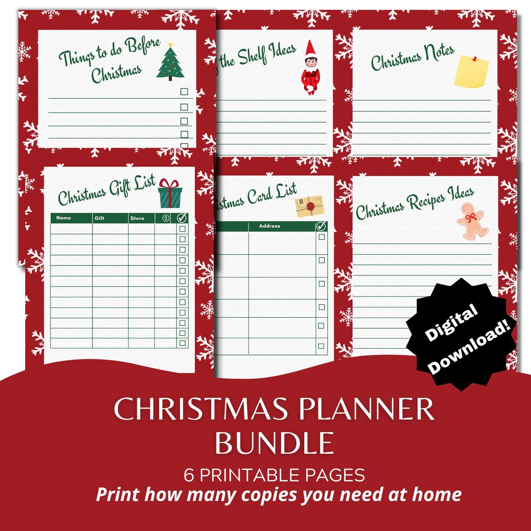 Christmas Printable Planner Bundle, Christmas Planning Ideas, Printable ...