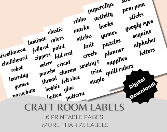 Printable Craft Room Labels - Etsy Canada