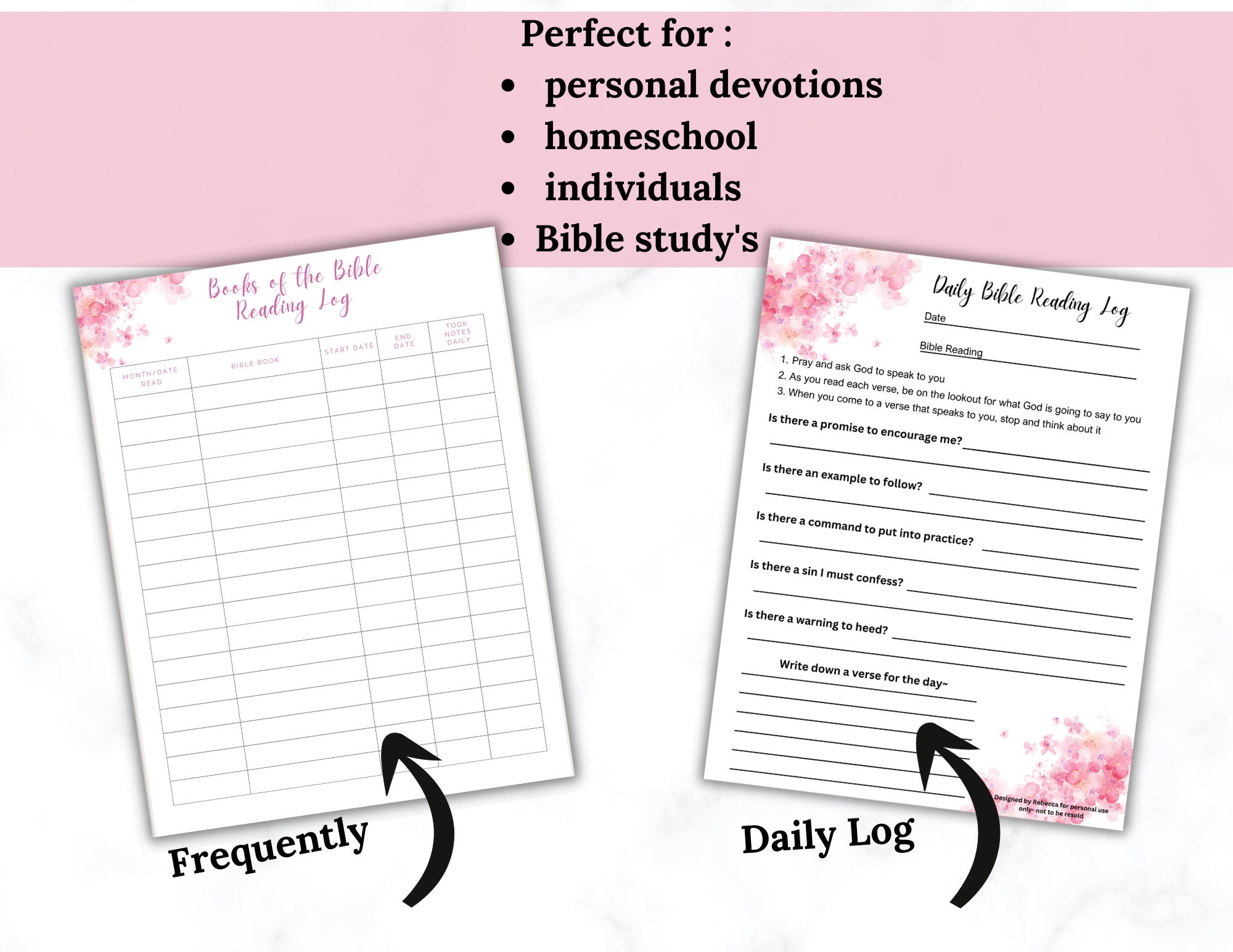 Bible Reading Log L Bible Journaling Printable L Girl Bible Study Notes ...