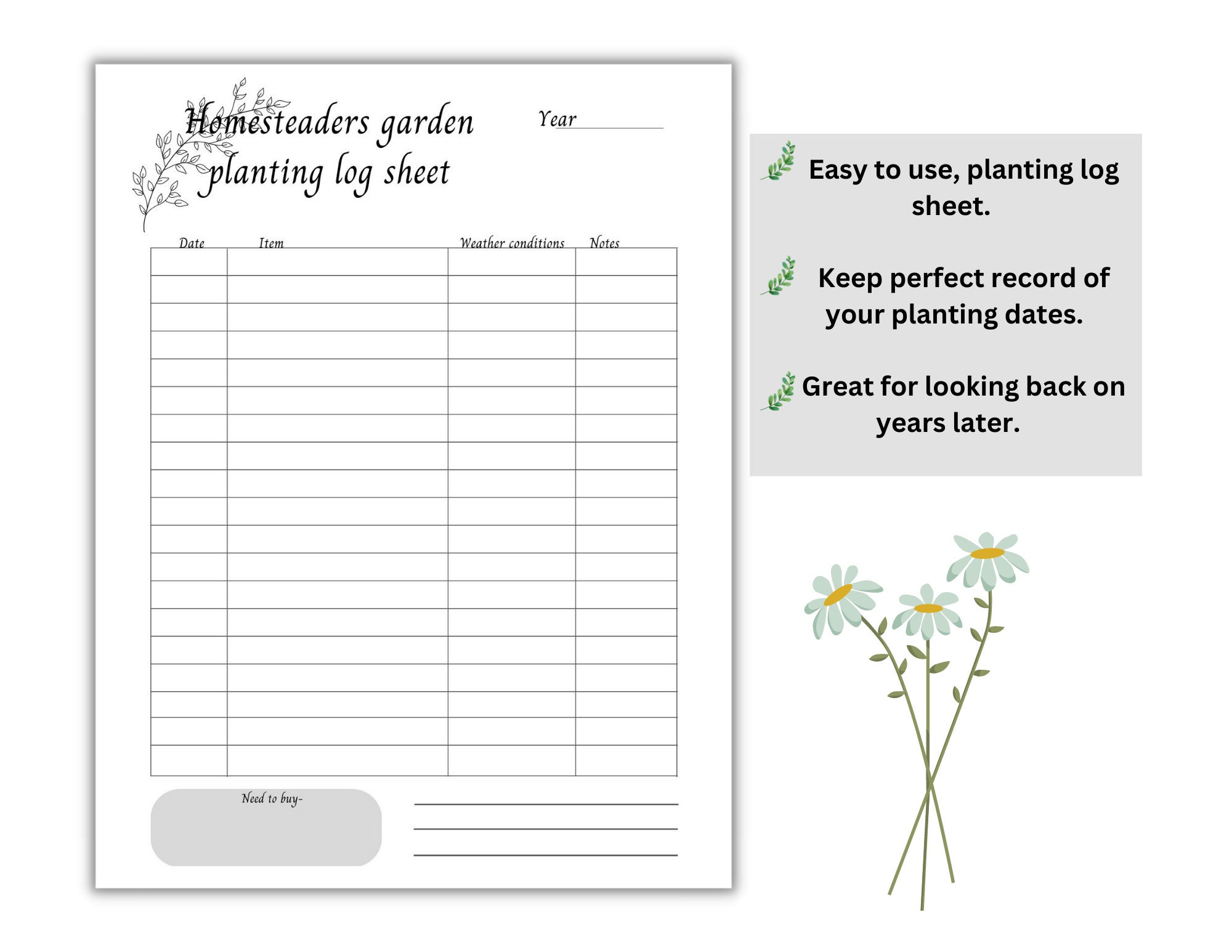 Homesteader's Garden Planting Log Sheet, Garden Planner, Bonus Planning ...