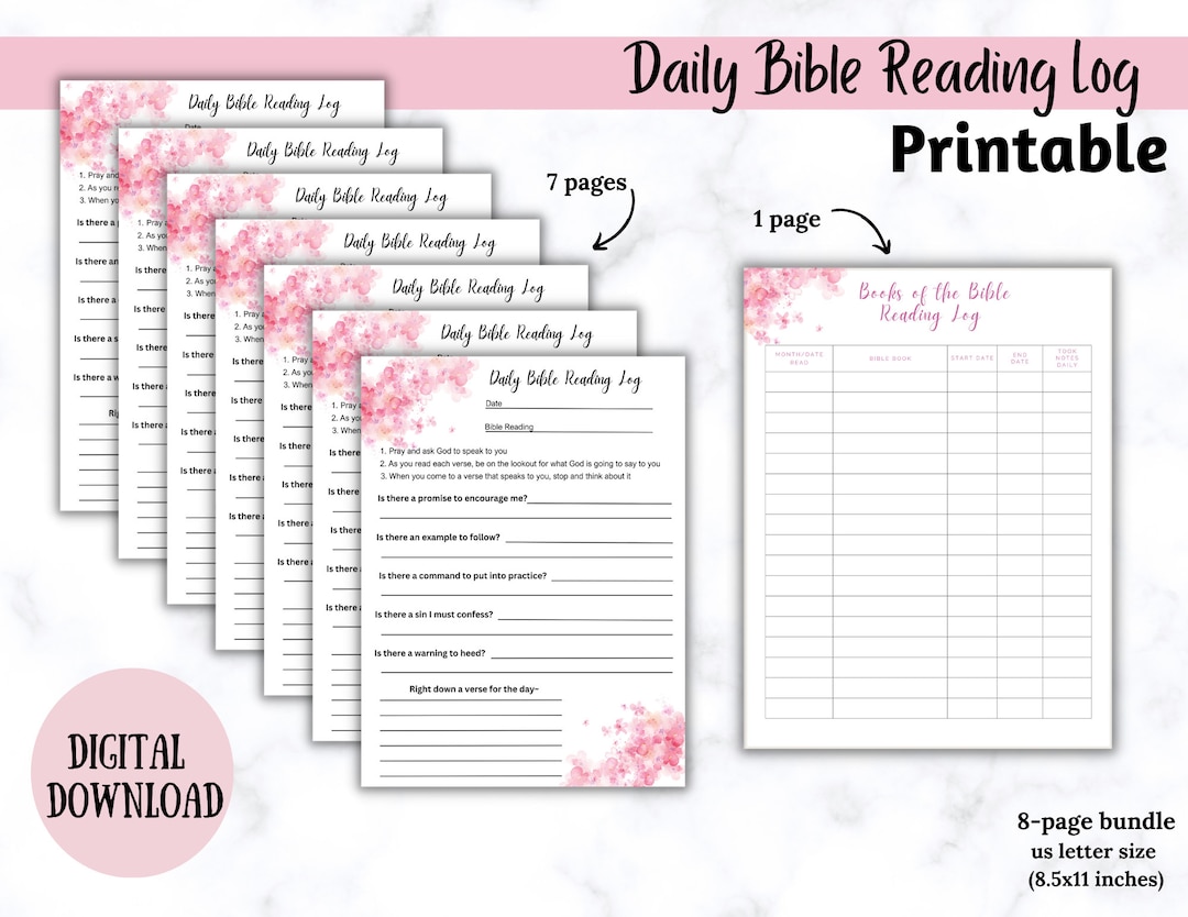 Bible Reading Log L Bible Journaling Printable L Girl Bible - Etsy