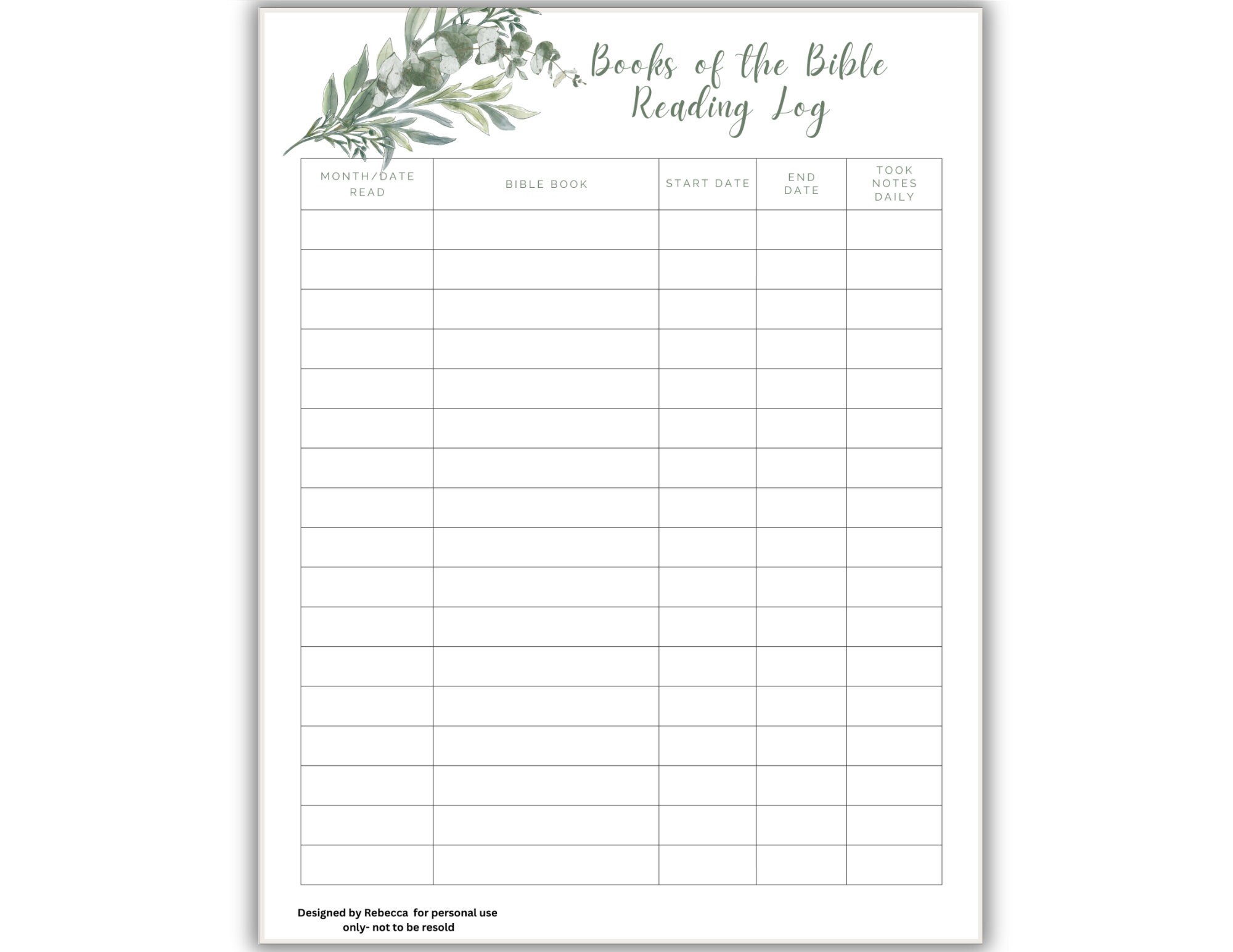 Bible Reading Log, Bible Journaling Notepad, Bible Study Notes, Bible ...