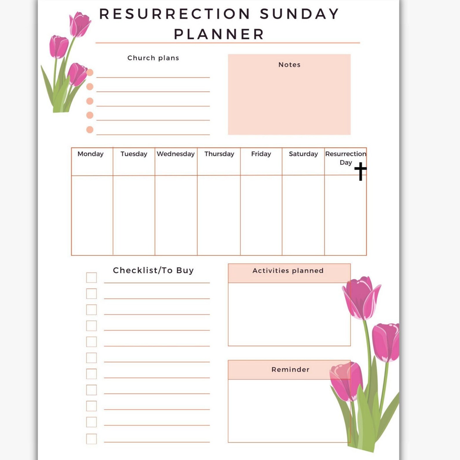 Resurrection Sunday Printable Planner, Easter Sunday Planner, Digital ...