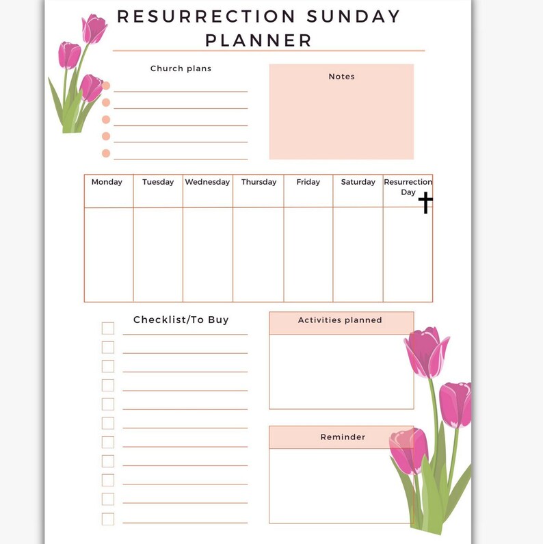 Resurrection Sunday Printable Planner, Easter Sunday Planner, Digital ...