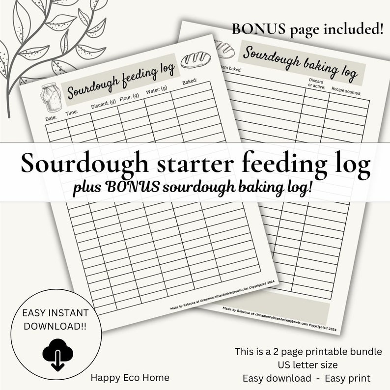 Sourdough Feeding Log, Sourdough Baking Log Printable, Bakers Gift - Etsy