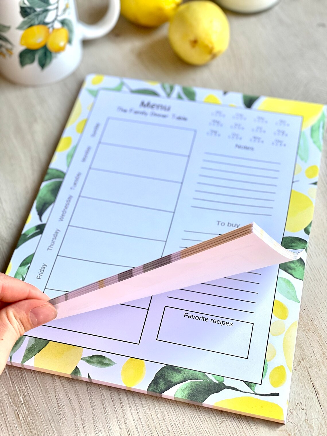 Menu Planner, Weekly Shopping List, Lemon Menu Notepad, Daily Planner ...