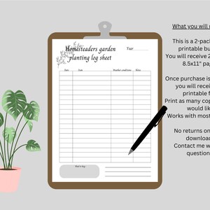 Homesteader's Garden Planting Log Sheet, Garden Planner, Bonus Planning ...