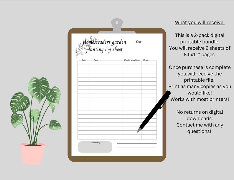 Homesteader's Garden Planting Log Sheet Garden Planner - Etsy
