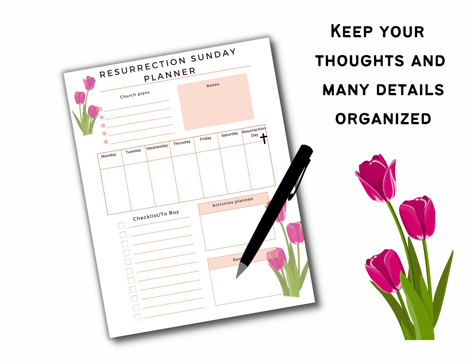 Resurrection Sunday Printable Planner, Easter Sunday Planner, Digital ...