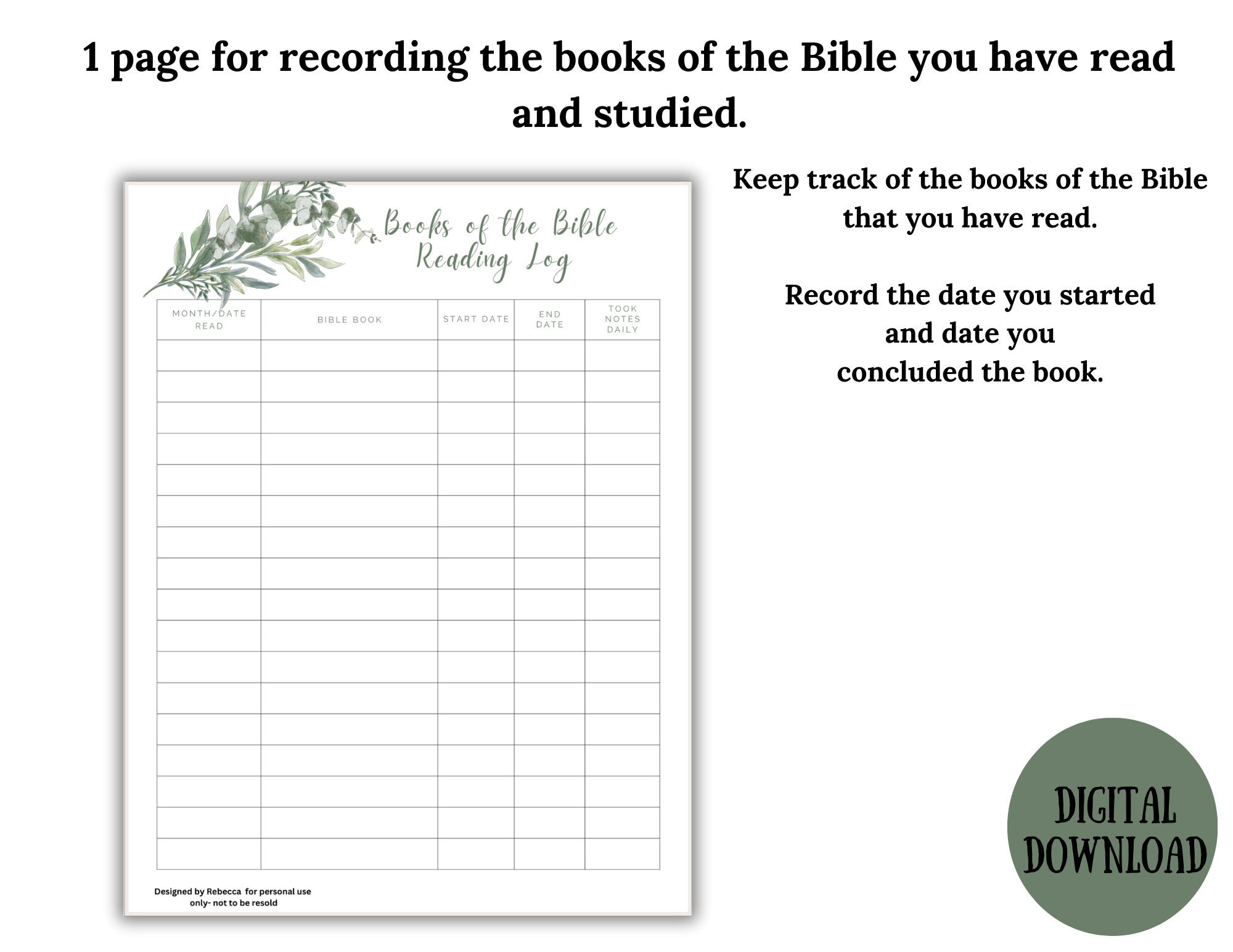 Bible Reading Log, Bible Journaling Notepad, Bible Study Notes, Bible ...