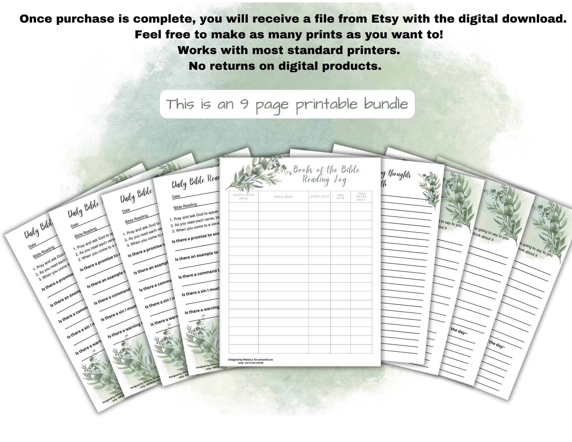 Bible Reading Log, Bible Journaling Notepad, Bible Study Notes, Bible ...