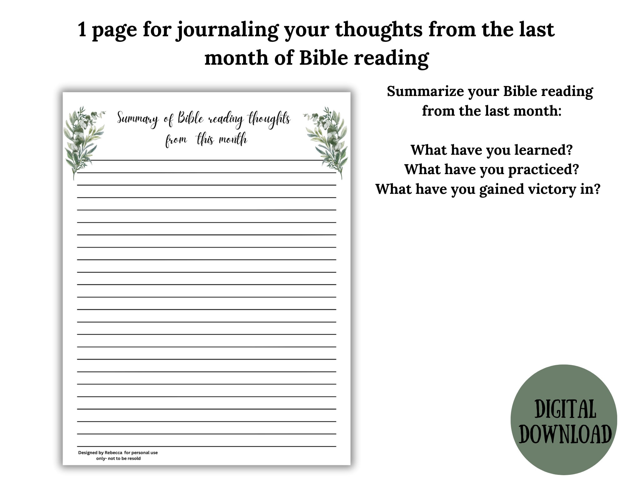 Bible Reading Log, Bible Journaling Notepad, Bible Study Notes, Bible ...