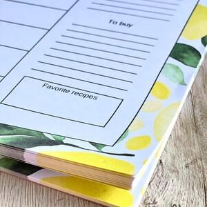 Menu Planner, Weekly Shopping List, Lemon Menu Notepad, Daily Planner ...